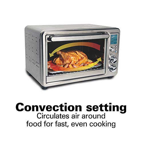 Hamilton Beach 31190C Digital Display Countertop Convection Toaster Oven with Rotisserie, Large 6-Slice, Stainless Steel