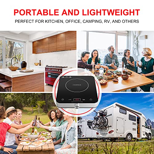 COOKTRON Single Induction Cooktop Countertop Burner with Fast Warm-Up Mode, 10 Temperature 9 Power Settings, Portable Induction Cooker Cooktop 1800w with Child Safety Lock & Timer
