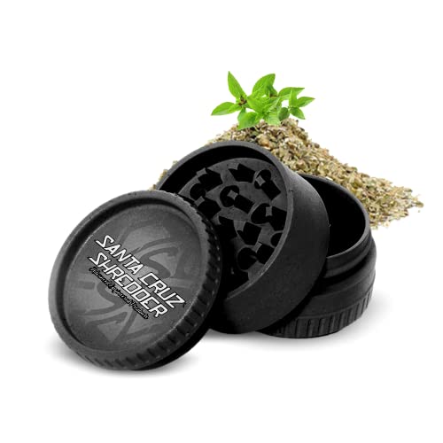 Santa Cruz Shredder Hemp Grinder for Herbs Knurled Top for Stronger Grip 3-Piece 2.2" (Black)