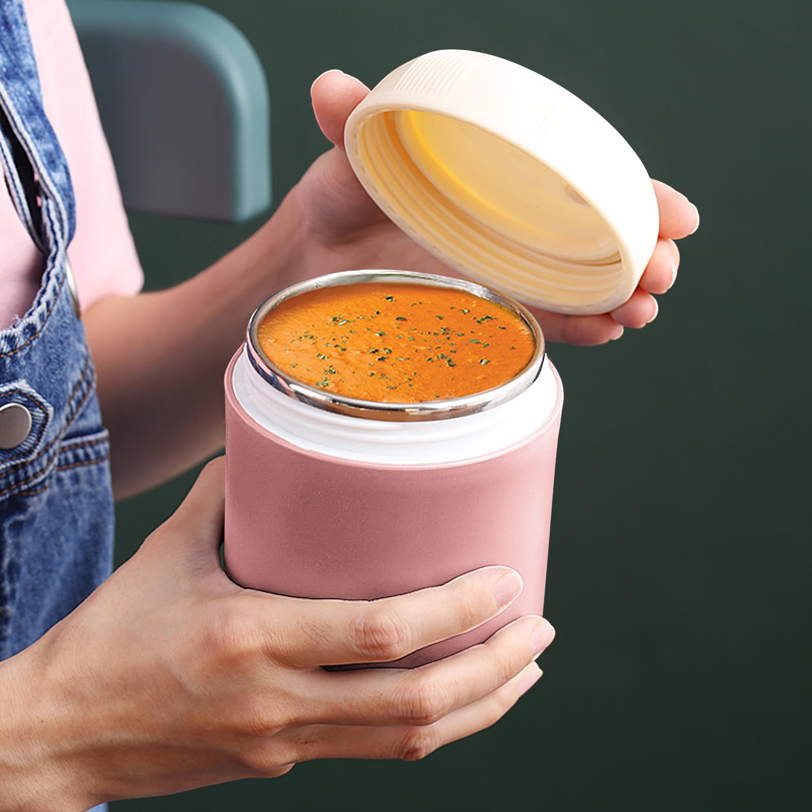 10 oz+13.8 oz Snack Cup, Reusable Overnight Oats Container with Leak-Proof Design, Toppings Compartment, and Dual-Sealing Lid, Portable & Lightweight for Work, Travel, Gym - Dishwasher Safe (Pink)