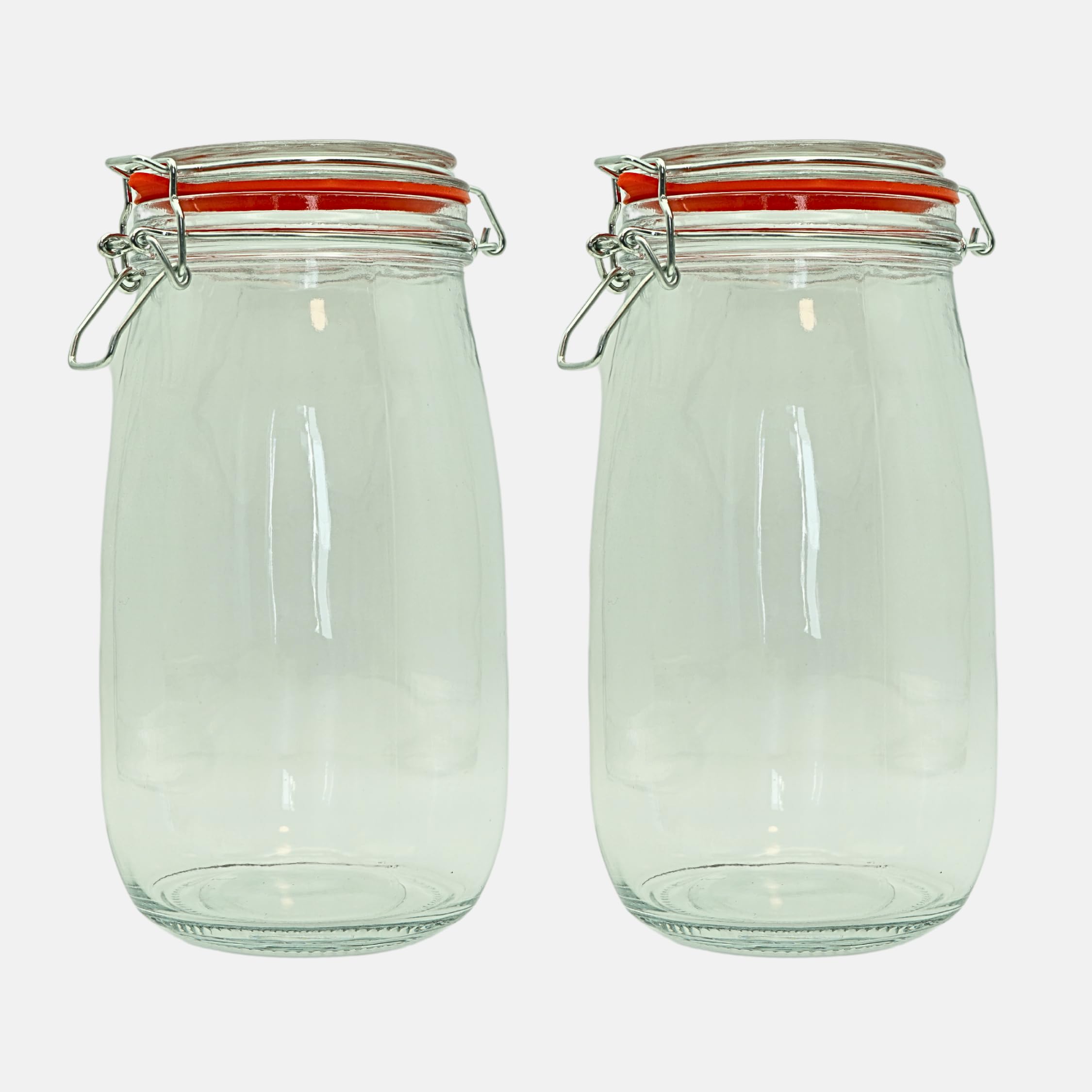 Generic Airtight wide mouth glass jar with lid 51oz 1.5 liter set of 2. Clear Glass Kitchen, Pantry Organizer. Keep your food, grains coffee, tea, cookies and candies dry, fresh. (Oval PC11002-C)