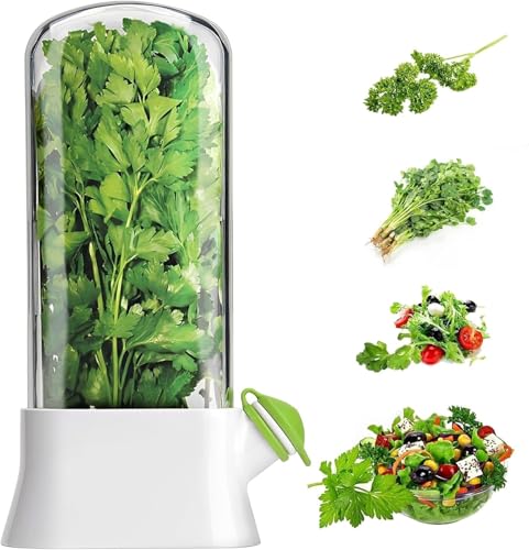 XALVA Herb Saver Pod for Refrigerator - 1 Pack Space-Saving Fresh Herb Keeper for Refrigerator - Herb Preserver for Cilantro, Mint & Asparagus - Cilantro Container for Fridge - Fresh Herb Storage