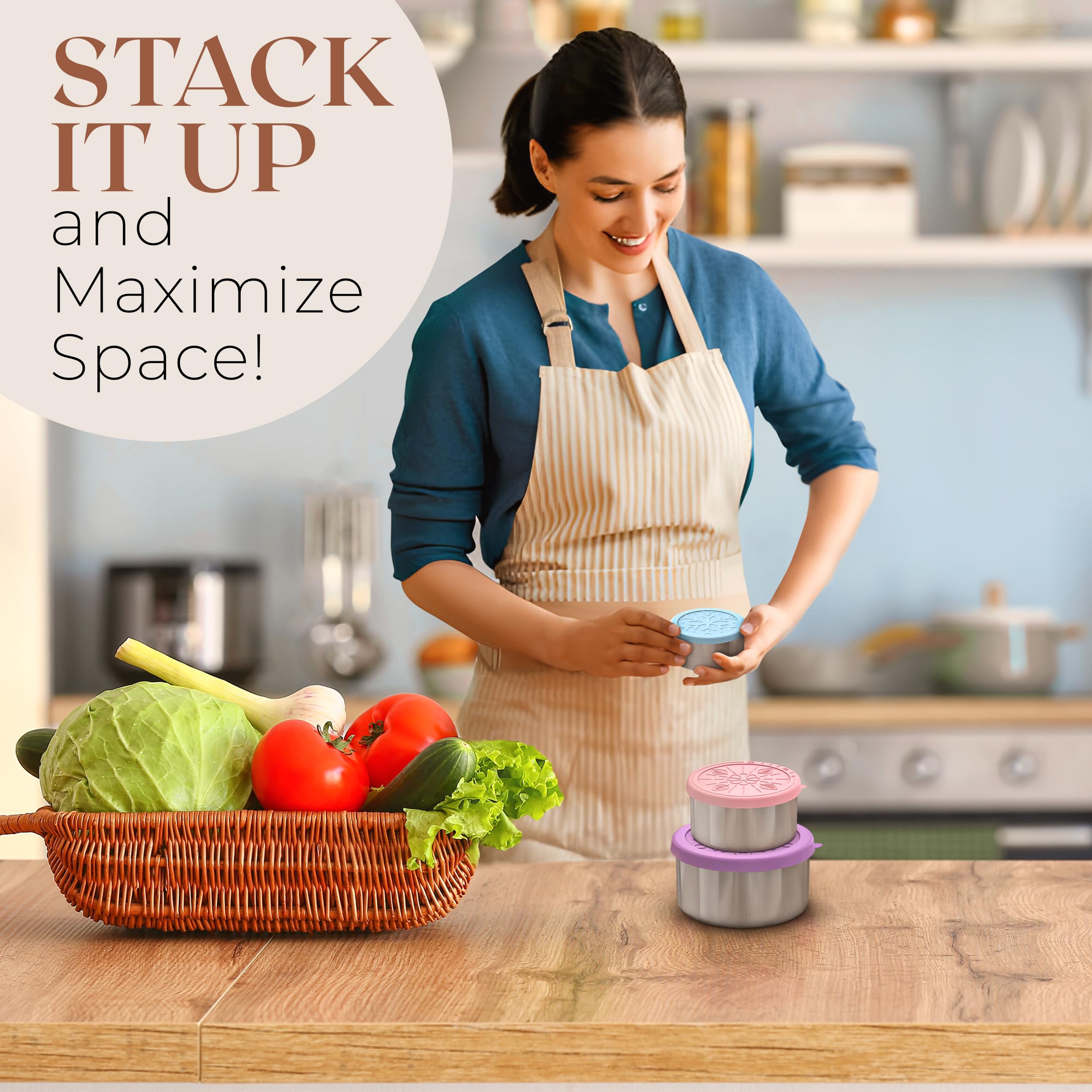 Stainless Steel Containers with Lids Set of 3 Food Grade Stainless Steel Food Containers with Silicone Lids