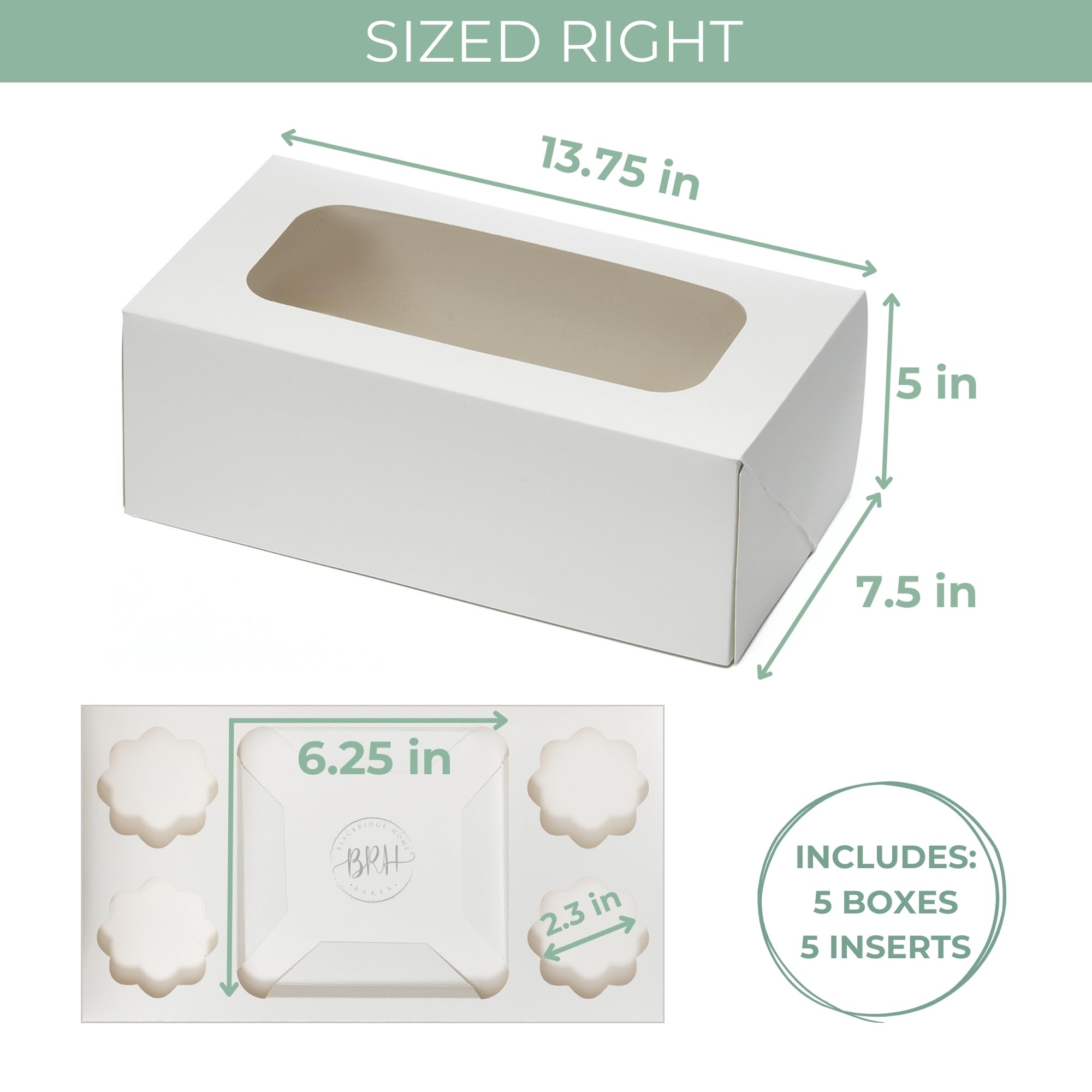 BlackRidge Home Bento Cake Box with Cupcakes - Perfect for Bento Box Cake and Cupcakes, Bento Cake and Cupcake Boxes Combo, 5 Sets: Cupcake and Bento Cake Boxes Fit 4 Regular Cupcakes and Mini Cake.