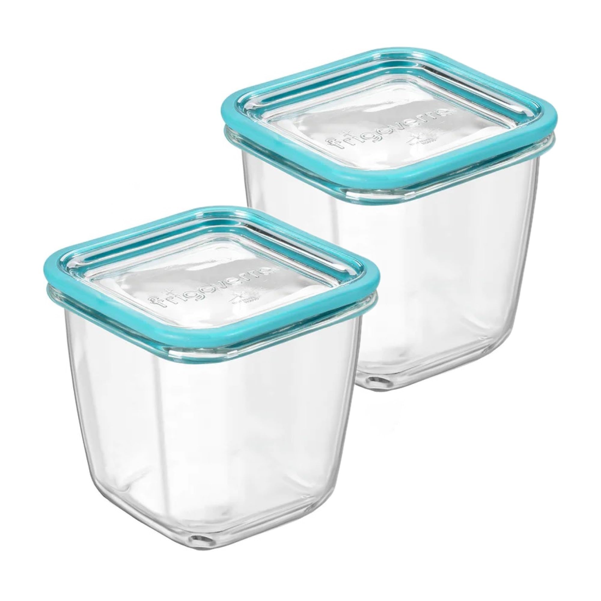 Bormioli Rocco Frigoverre Future Set Of 2 25.25 oz. Square Food Storage Container, Made From Durable Glass, Dishwasher Safe, Made In Italy, 2 Pack.