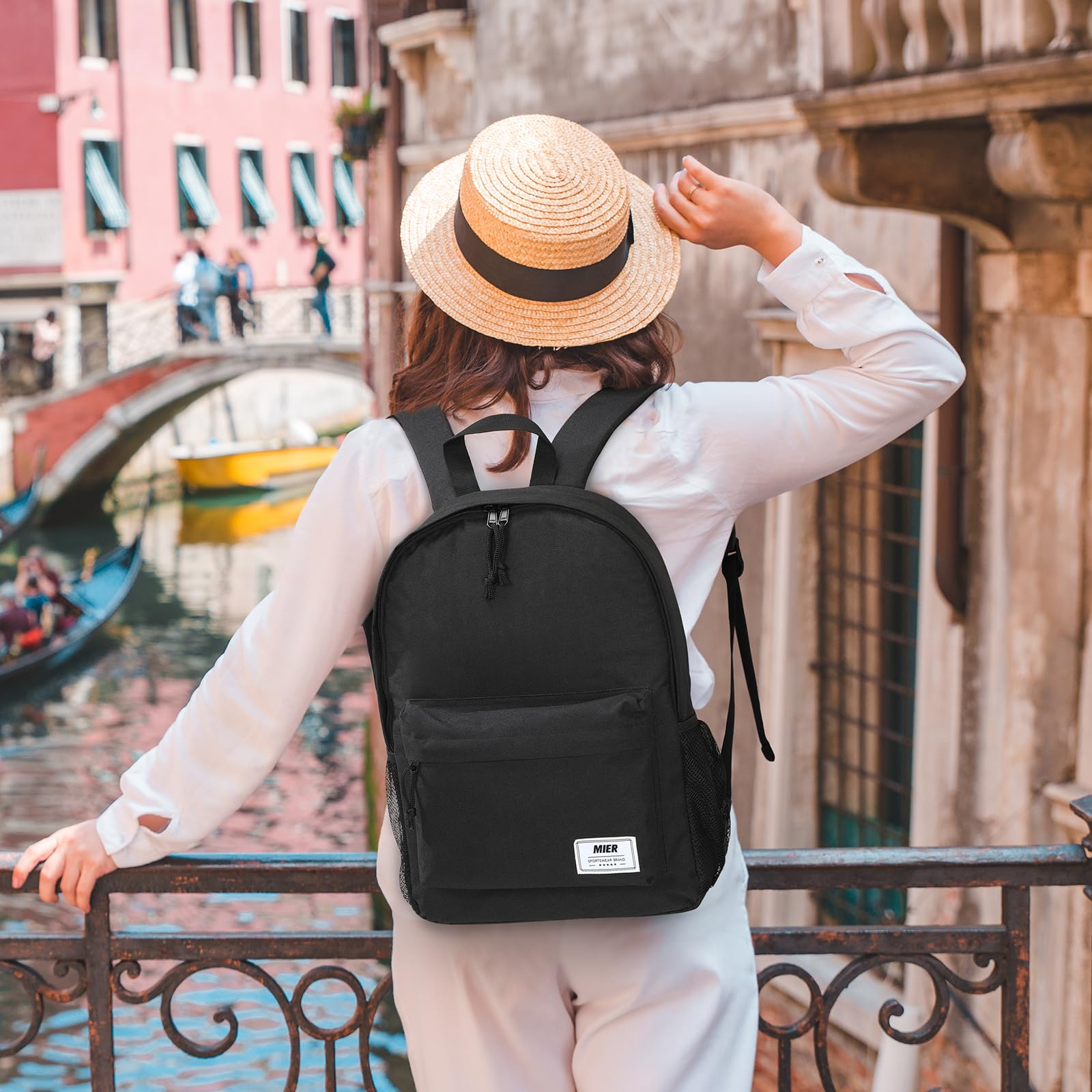 MIER Insulated Backpack Cooler Small Leakproof Lunch Back Pack with Coolers Lightweight Cute Lunch Bag for Women Girls Teens to Work, School, Picnics, Camping, Park Day Trips, 15 L, Black