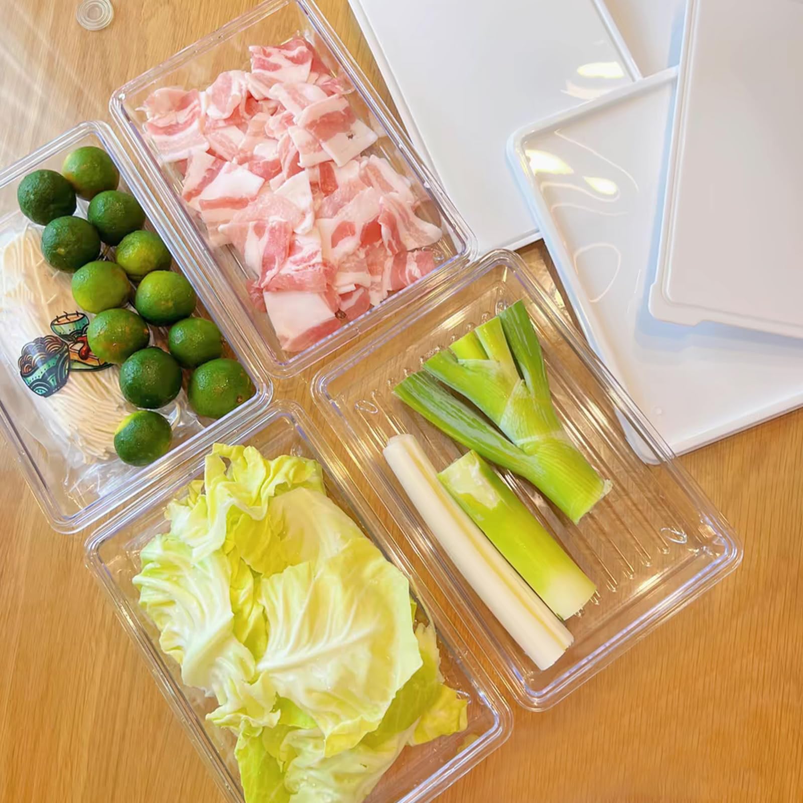 LOYORTY 6PCS Deli Meat Container for Fridge with Airtight Lids, Lunch Meat Container for Refrigerator, Bacon Storage Container for Fridge, with 3 Pcs Serving Tongs