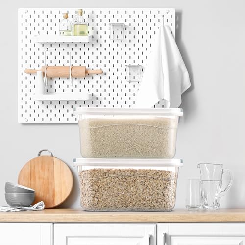 Funnymoom 2 Pcs 10 Lbs Flour Storage Container with 2 Cup Clear Rice Container Plastic Rice Bin Rice Holder Bin for Kitchen Flour Nut Sugar Oatmeal Grain Cereal Pantry Organization