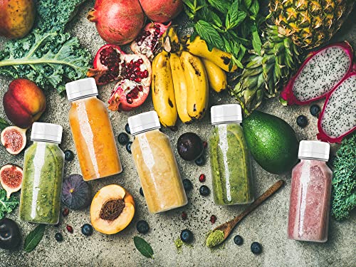 Axe Sickle 6 Pcs 16 Ounce Juice Bottles Plastic Beverage Bottles Containers with Tamper Evident Caps Lids White for Milk, Juice, Drinks and Other Beverage Containers
