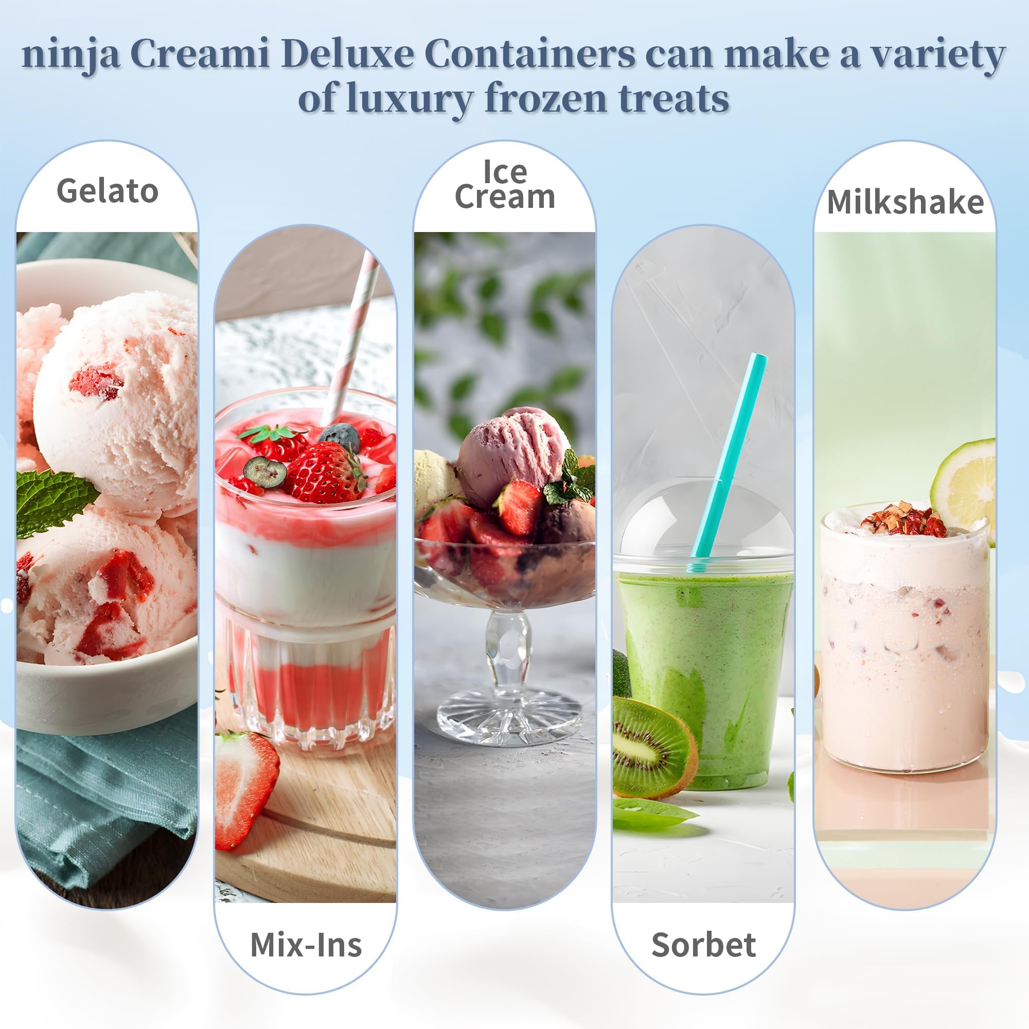 Ninja Creami Deluxe Pint Containers - Fit for CN501CO NC501 NC500, 11-in-1, 24oz XL Ice Cream Makers - 4 Pack Food Ninja Kitchen Creami Cups Bowls - Dishwasher Safe, BPA Free
