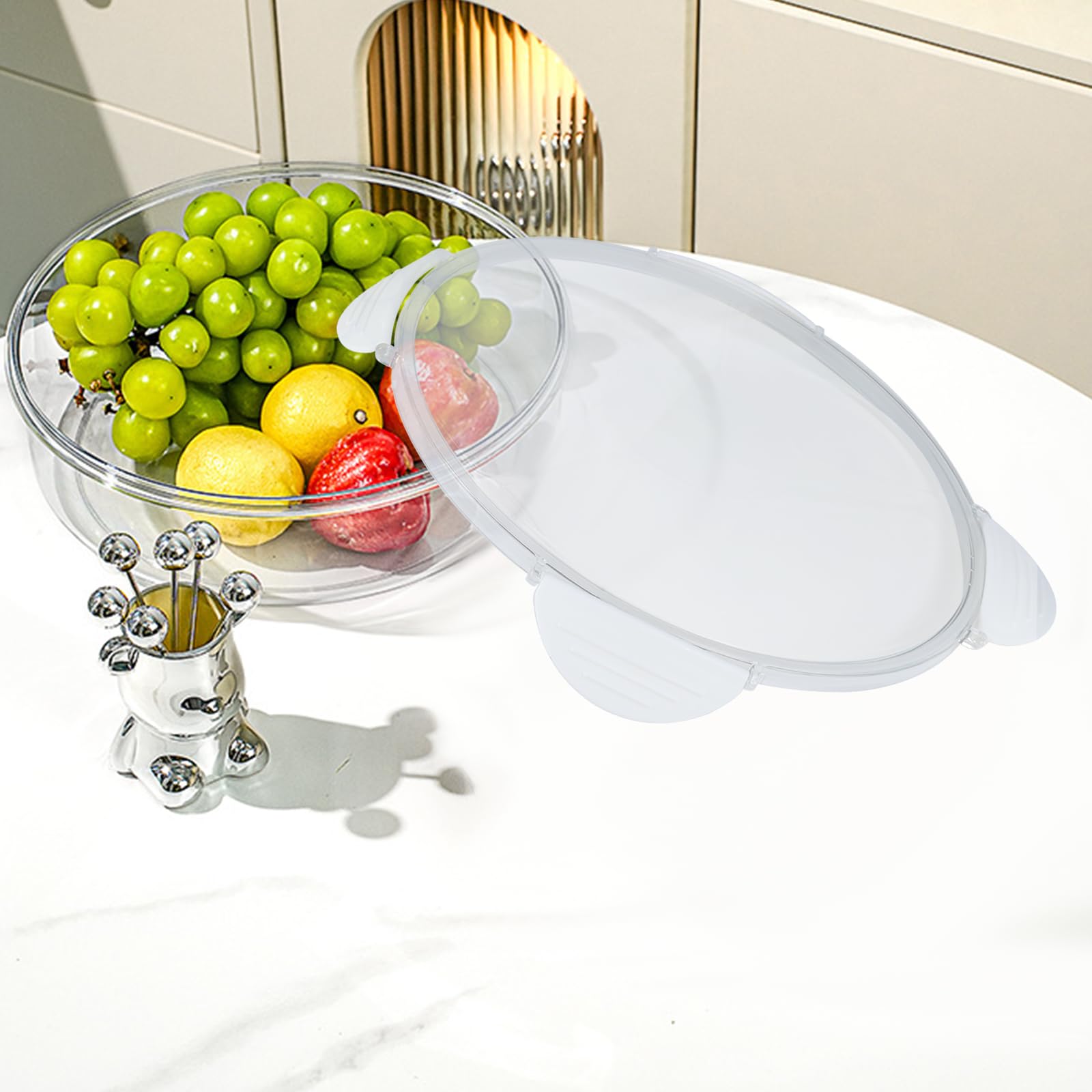 ATRDTO 11inch Food Storage Container with Lid -Pie Keepers Clear Plastic Food Storage Containers Holds 9~10Inch Cakes Pies Pastries (White 1pc)