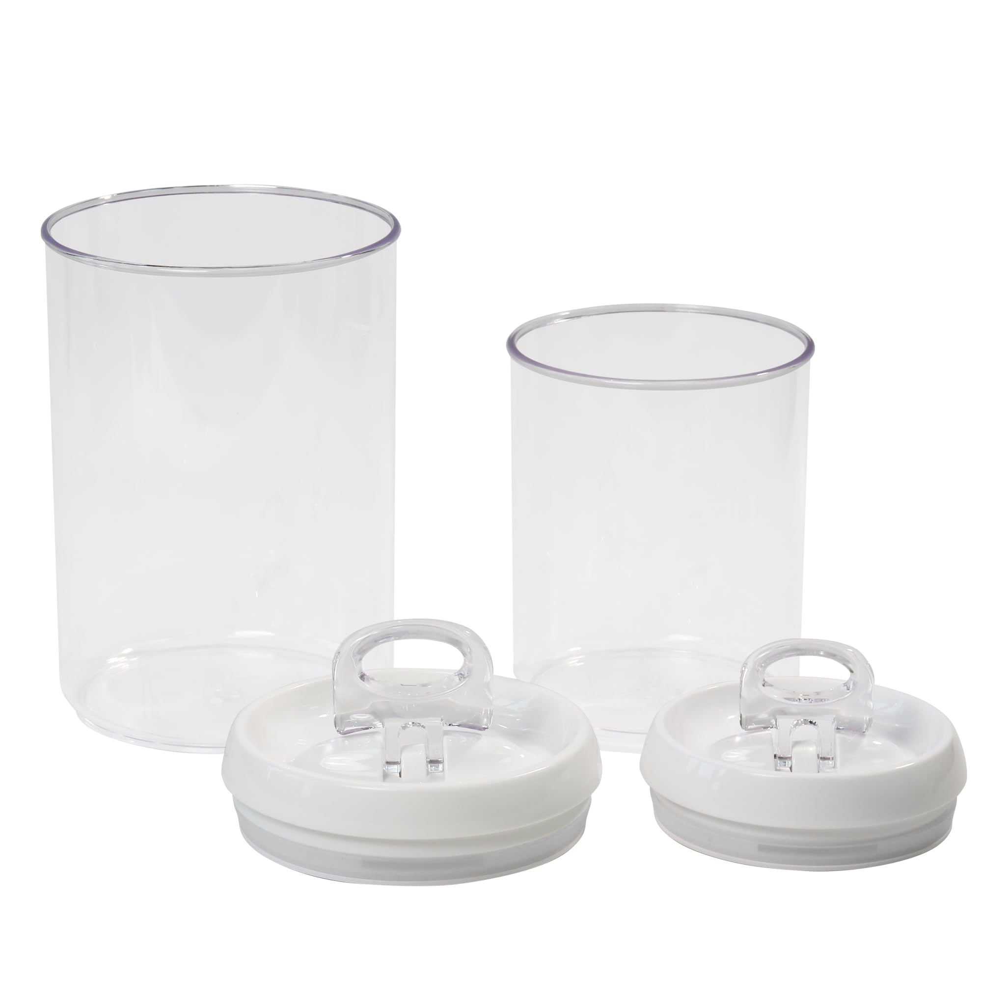 Felli Flip Tite Storage Container with Lid 6" ROUND Airtight Ring Lock Top, Plastic Canister Jar for Flour Sugar Rice Protein Powder Coffee Cracker Kitchen Pantry Organizer (1, 6" Round Nest-M 2pk)
