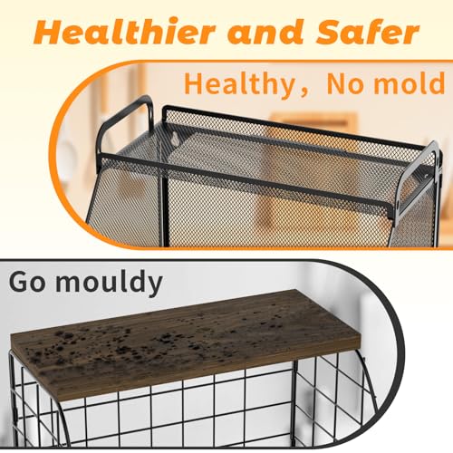Foellstoe Hanging Fruit Basket for Kitchen, Kitchen Organizers and Storage Potato Onion Storage Wall Storage Baskets Pantry Organizers and Storage Stackable Basket