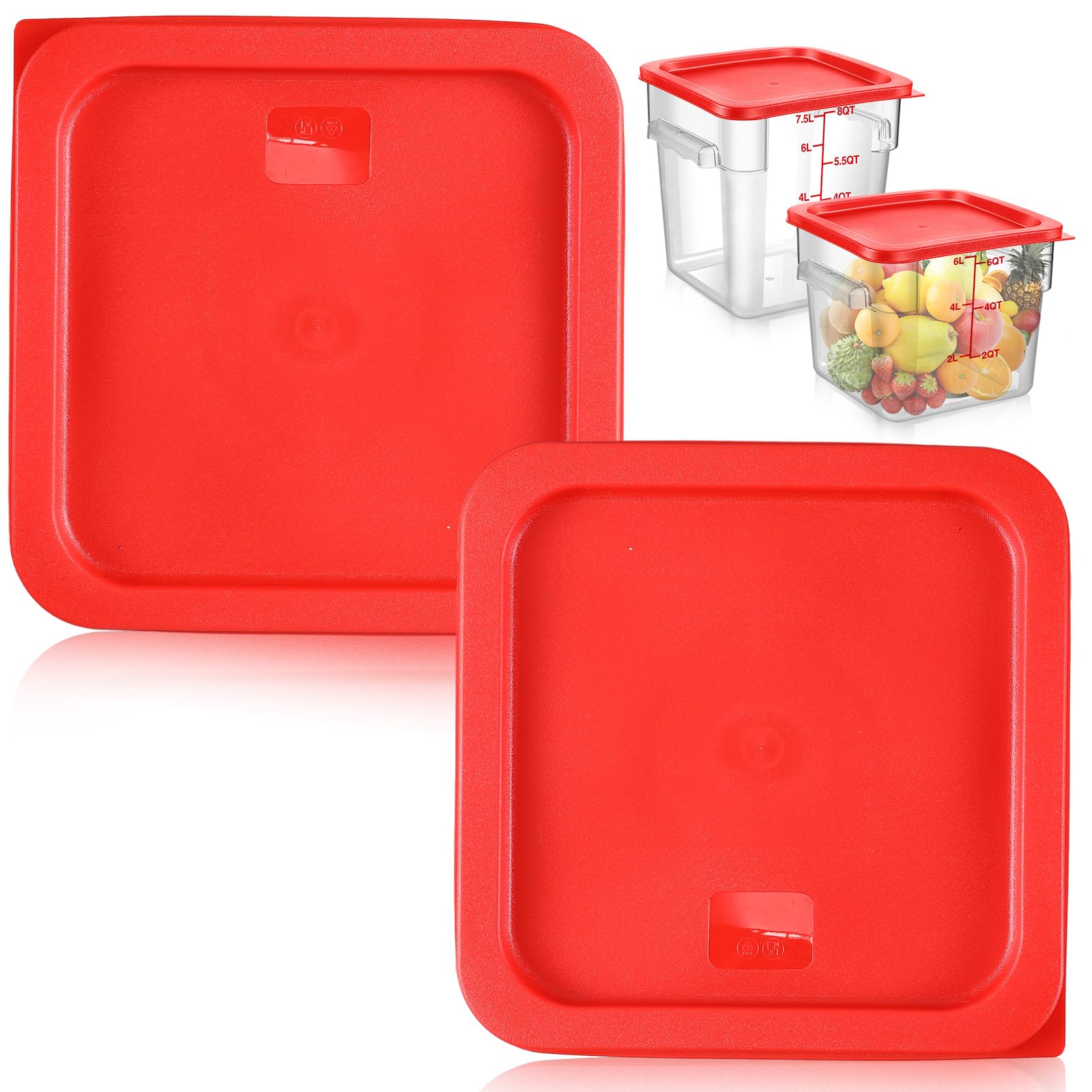 Baderke 2 Pcs Lids for Square Commercial Food Storage Containers Polycarbonate Lids(Only Lids) food Storage Containers for Commercial Kitchen Dough Marinating Meat
