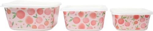 Forest & Twelfth Bamboo Food Storage Containers – Reusable, Eco Friendly, Organic Bamboo Meal Bins with Airtight Lids – Durable Kitchenware, Sustainable Lunch Boxes, Set of 3 (Peaches)
