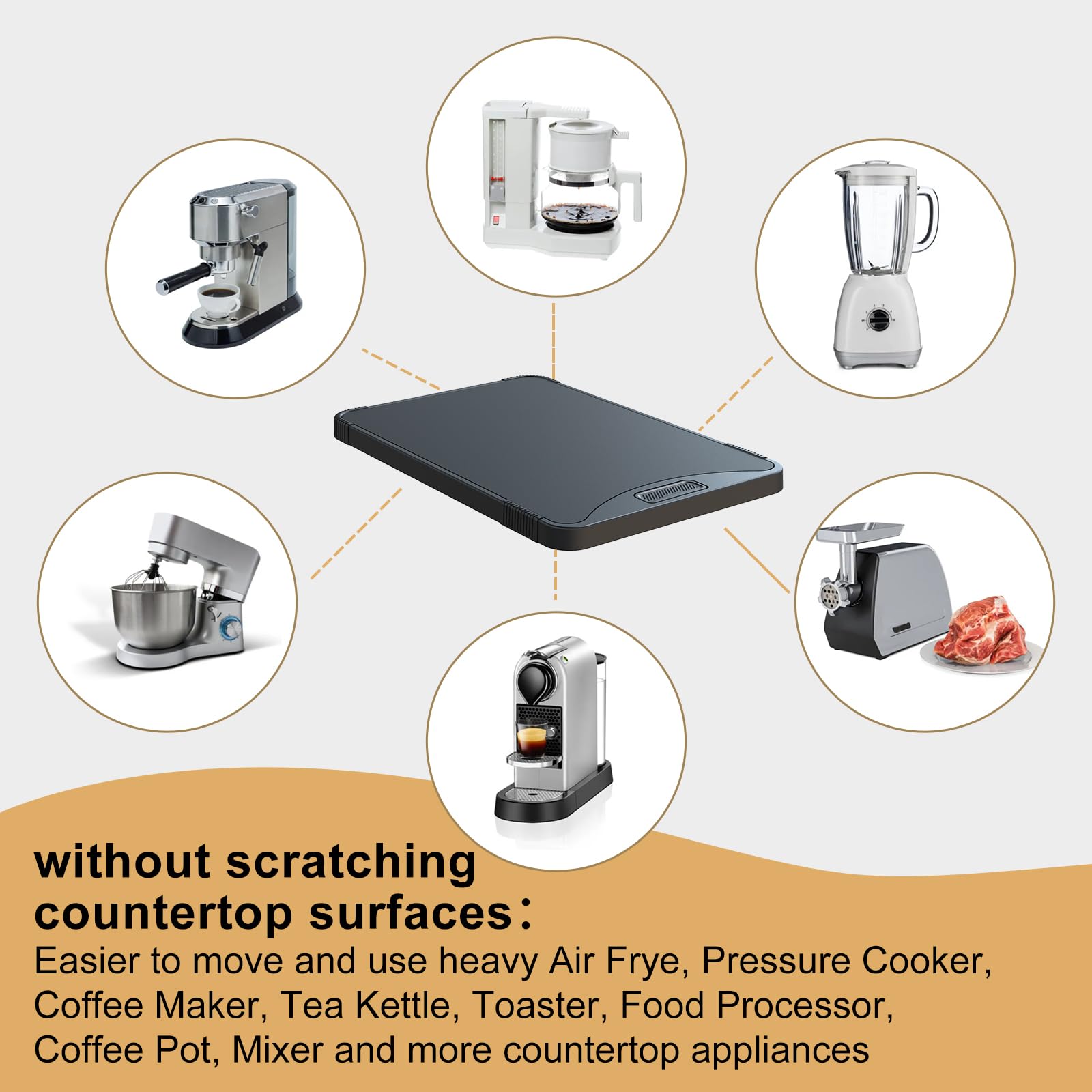 KEINE MARKE Kitchen countertop Sliding Tray: Coffee Machine Sliding Tray, Kitchen Appliance Tray | Save Space | Organize countertop Tray(10.3'' W × 15.4''D)