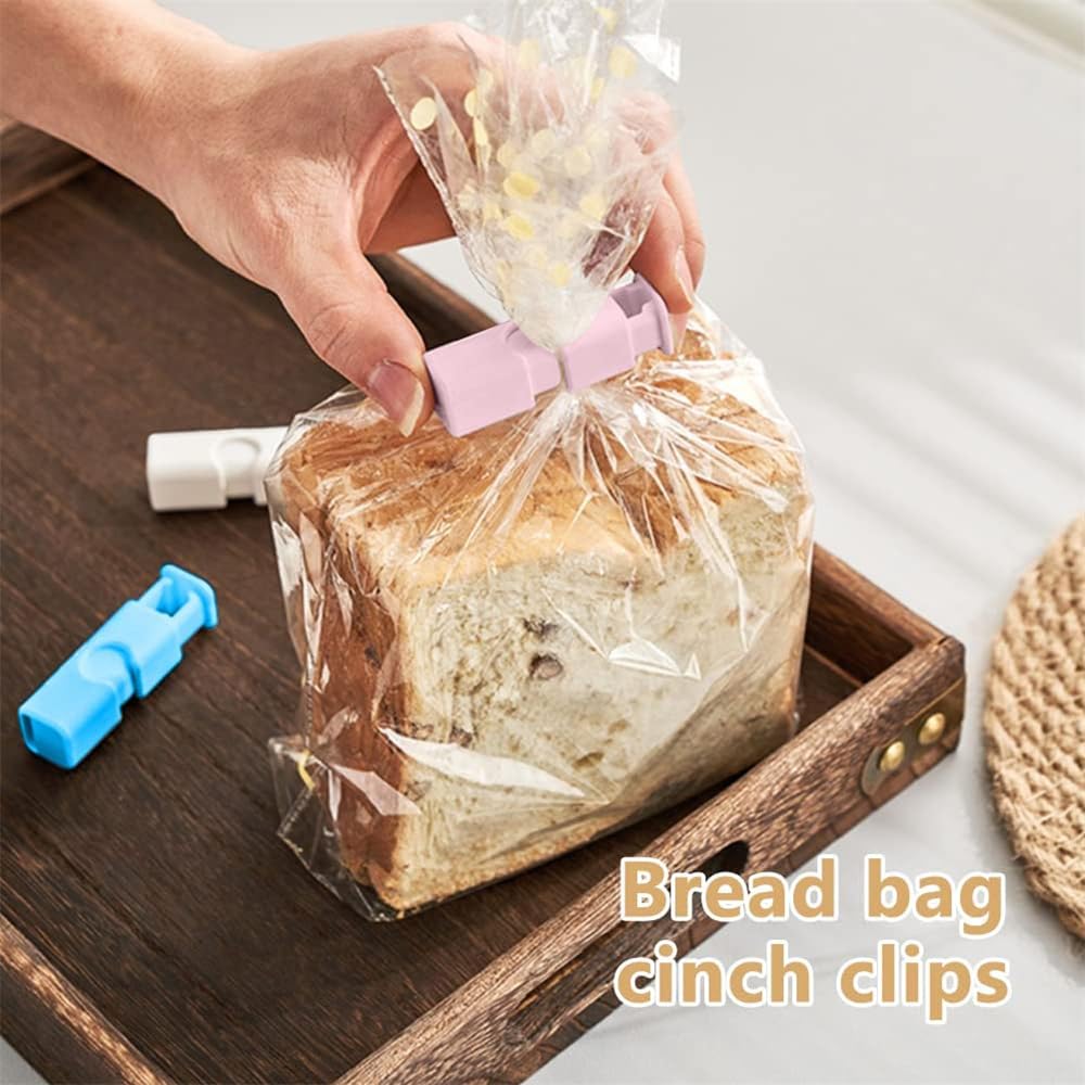 4Pcs Bread Bag Seal Clip Squeeze and Lock Bread Bag Clips for Food Storage, Reusable Easy Squeeze & Lock for Snack Food Bread Bag, Plastic Bag Clip Strong Moistures-Proof Fresh-Keeping Sealing Clip