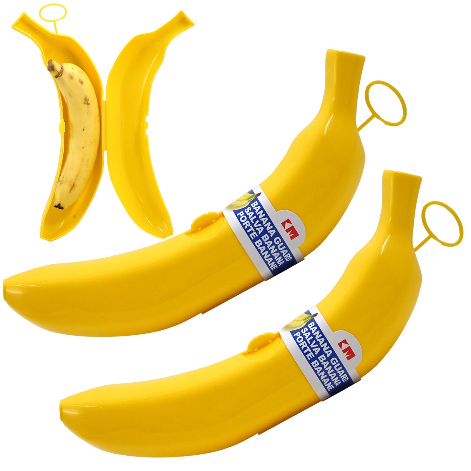 BieFuDan Banana Keeper for Freshness, Plastic Banana Holder, Banana Protector Case Outdoor Travel, Banana Storage Container for Lunch Box, Yellow (Yellow 2PC)