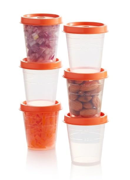 Tupperware Tupper Minis 2oz / 60ml Midgets Container Cozy Rosy Seal Set of 6