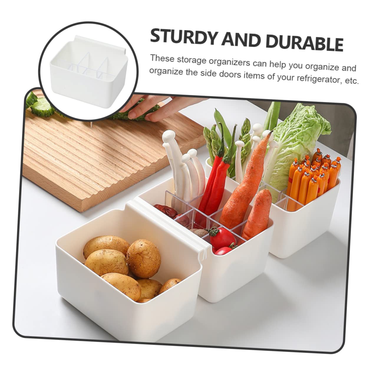 BUGUUYO Small Hanging Refrigerator Side Box Organizer Kitchen Side Sauce Storage Solution for Fridge Compact Cabinet Organizer for Sauces and Condiments Ideal for Food Storage