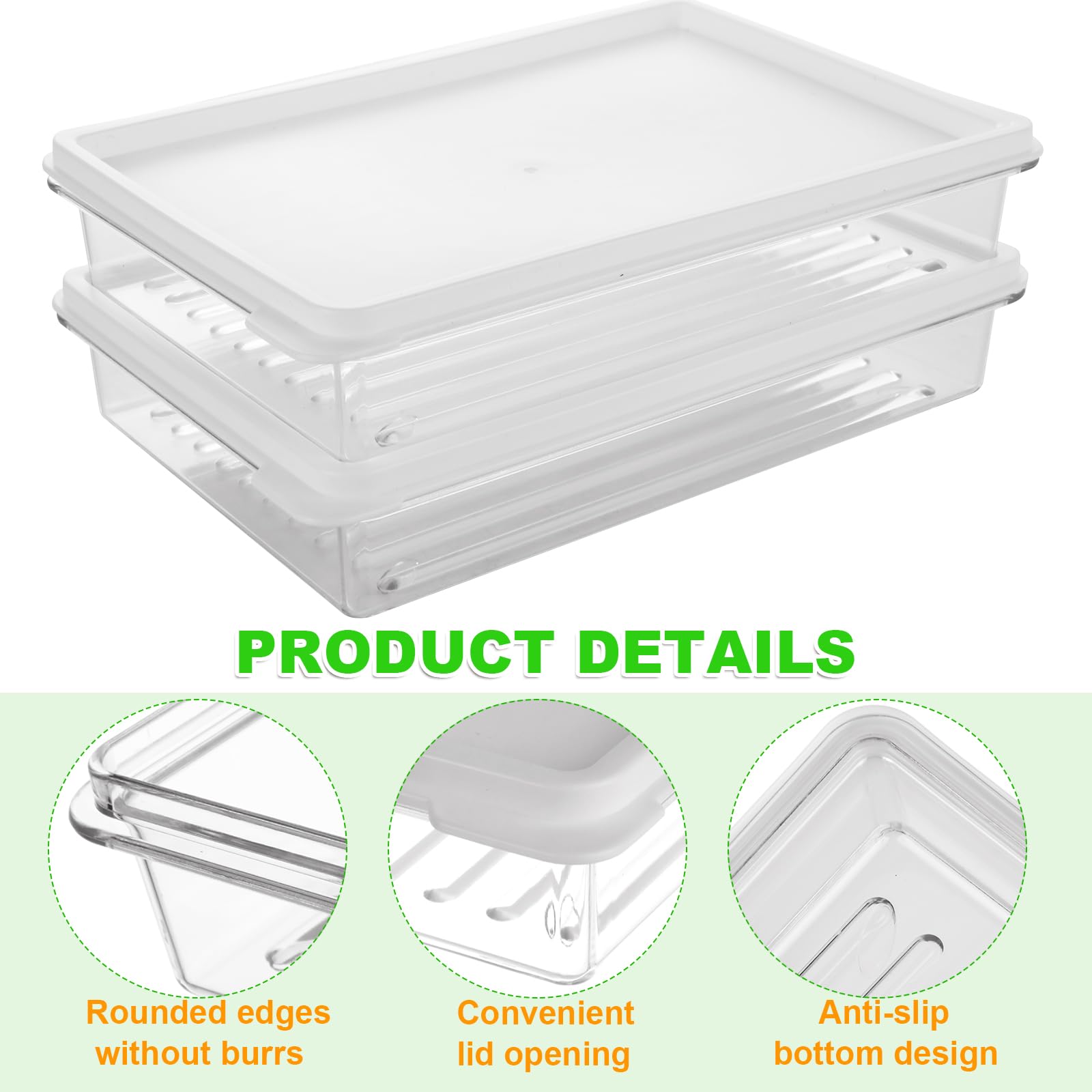 SENENQU 6 Pack Bacon Keeper for Refrigerator, Deli Meat Saver Container with Airtight Lid, Cold Cuts Cheese Container for Fridge Food Refrigerator Storage Box, Christmas Cookie, 3 Pcs Serving Tongs