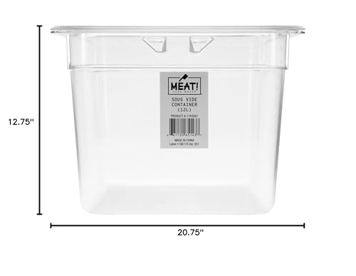 MEAT! Sous Vide Commercial Grade Quality Cooker with a 10 Gallon Cooking Capacity for Vacuum-Sealed Meat or Vegetables (12L Container)