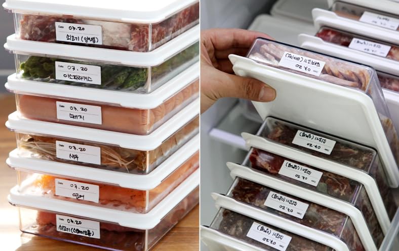 Alliving Kitchen Refrigerator Organizer, Fridge and Freezer Storage Trays Large+Food Containers with Lids L1(9P), Premium B