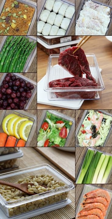 Alliving Kitchen Refrigerator Organizer, Fridge and Freezer Storage Trays Large+Food Containers with Lids L1(9P), Premium B