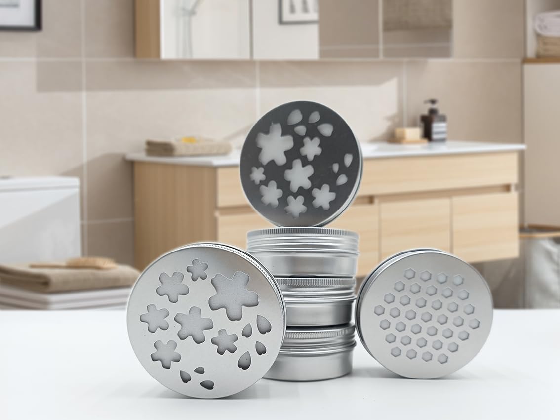 Aukousn, 12 Pack 2 Oz Aluminum Tins With Lids Empty Storage Containers for Air Freshener 3 Styles