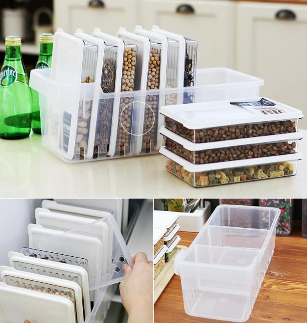 Alliving Kitchen Refrigerator Organizer, Fridge and Freezer Storage Trays Large+Food Containers with Lids L1(9P), Premium B