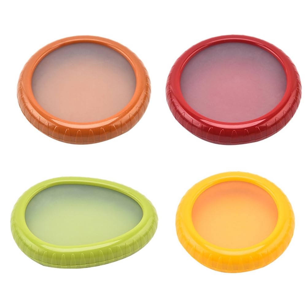 Iosjeude Set of 4 Reusable Storage Containers Avocado Saver Onion Keeper Tomato Holder Fruit Saver Fruit Organizer Soft Shell Food Container for Fridge Keep Fresh