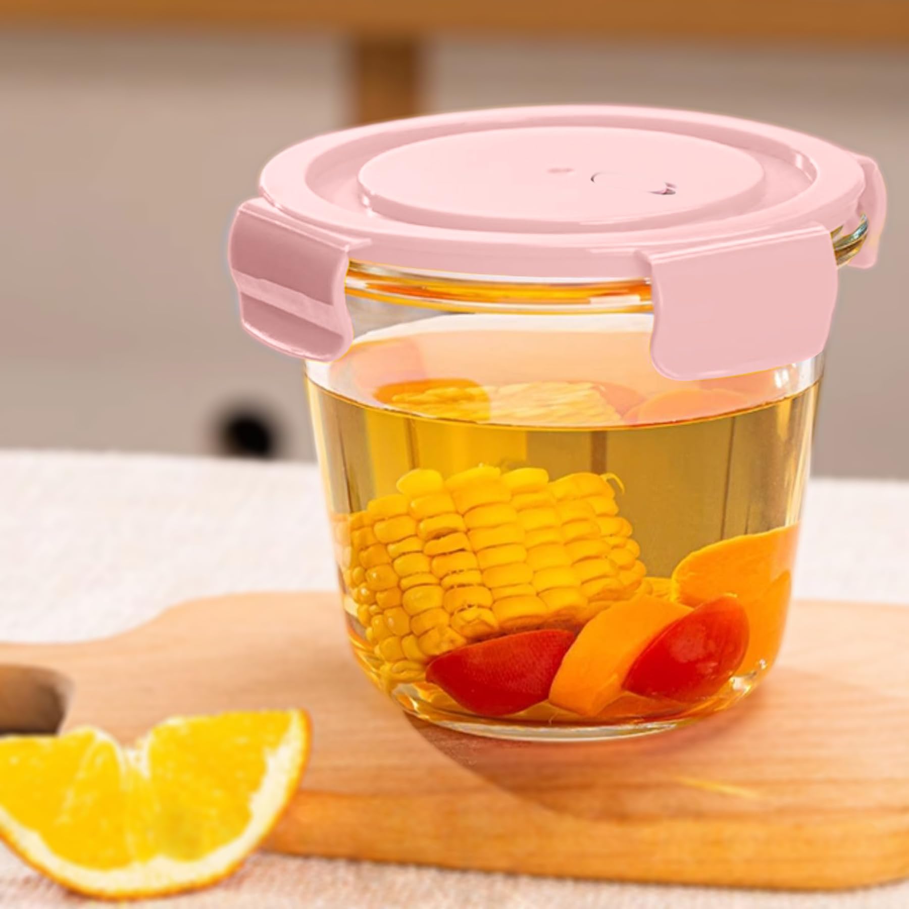 binsakao Glass Food Storage Containers, 21 oz Glass Soup Containers with Lids, Meal Prep Container Glass Bowls, Freezer, Microwave and Dishwasher Safe - Pack of 4 (Clear)