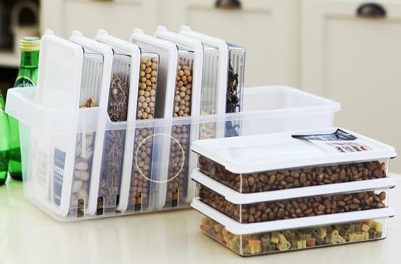 Alliving Kitchen Refrigerator Organizer, Fridge and Freezer Storage Trays Large+Food Containers with Lids L1(9P), Premium B