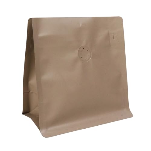 BAAGGNAA 150 Pack High Barrier Stand-Up Coffee Bean Bags with Vented Valve Matte Metallic Ziplock Heat-Sealable & Resealable Solid Color Pouches (Square,5.3 * 5.5 inch,1/4 lb,Light Brown)
