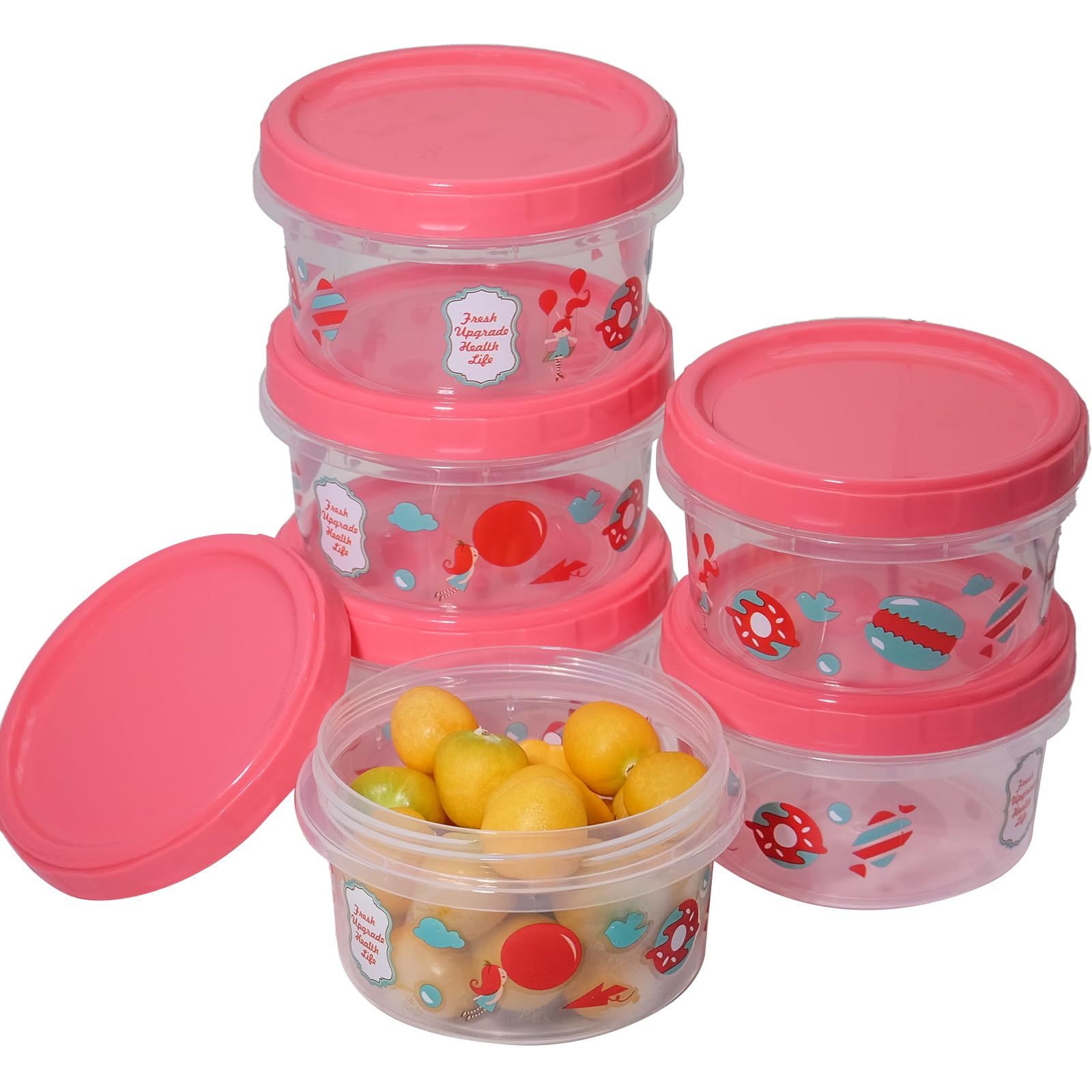 Caylielam 8oz Small Container with Lids, 6 Pack Stackable Food Storage Snack Containers for Kid, Reusable Plastic Lunch Bento Leakproof Sauce Condiment Meal Prep Box, Freezer & Dishwasher Safe, Red