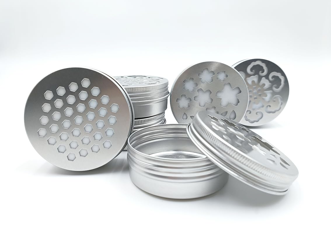Aukousn, 12 Pack 2 Oz Aluminum Tins With Lids Empty Storage Containers for Air Freshener 3 Styles