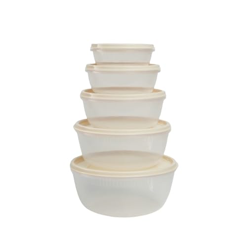 Unica Round Food Container, BPA-free Microwave Bowls with Lids, Airtight Container, Stackable Bowl Set, Freezer-safe, Dishwasher Safe, Set of 5, 8, 15, 26, 39, 59 oz, 7.68x7.68x3.48 in