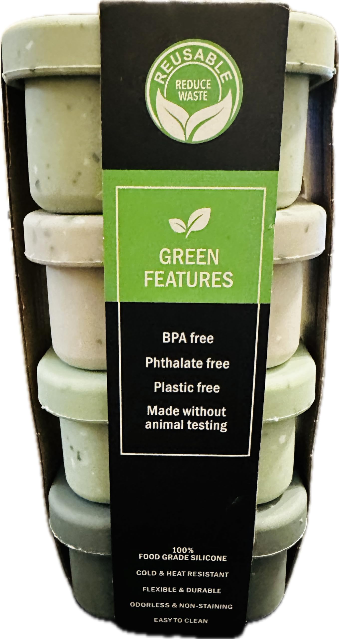 GOURMET KITCHEN SILICONE CONDIMENT CONTAINER SET (GREEN)