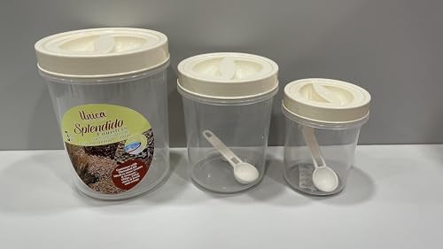 Unica Canister, Airtight Storage Containers with Lids, Round Containers for Flour, Spices, Rice, Stackable Canister Set, Dishwasher-safe, Set of 3, 59 oz, 5.27x5.27x6.67 in