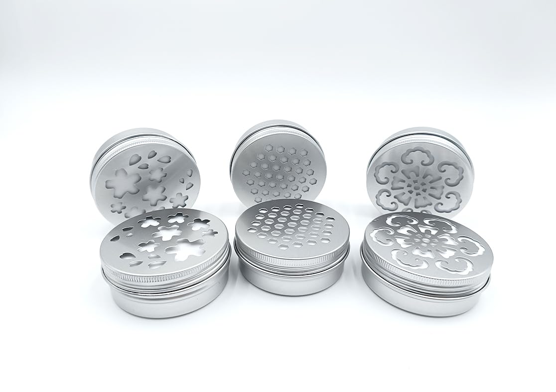 Aukousn, 12 Pack 2 Oz Aluminum Tins With Lids Empty Storage Containers for Air Freshener 3 Styles
