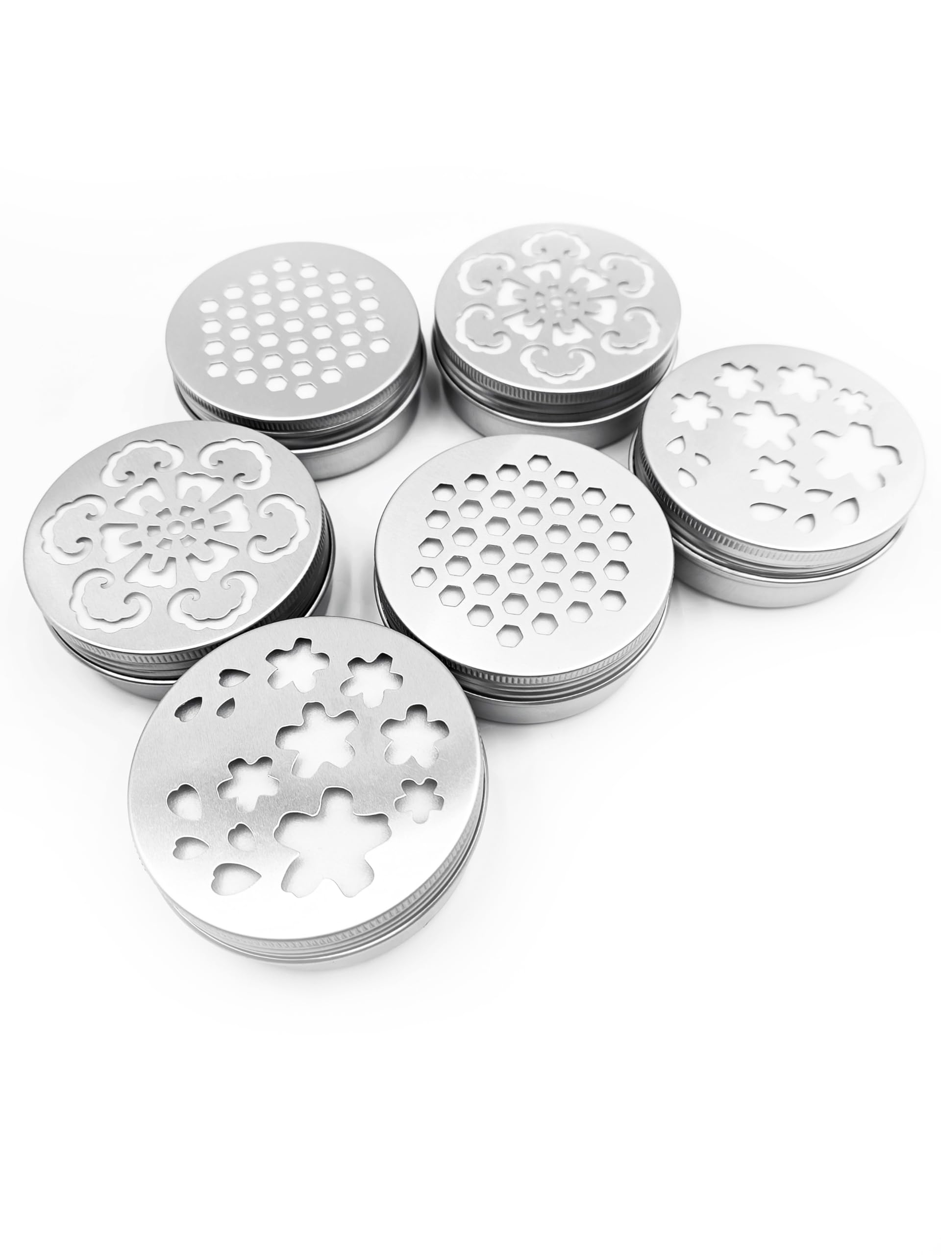 Aukousn, 12 Pack 2 Oz Aluminum Tins With Lids Empty Storage Containers for Air Freshener 3 Styles