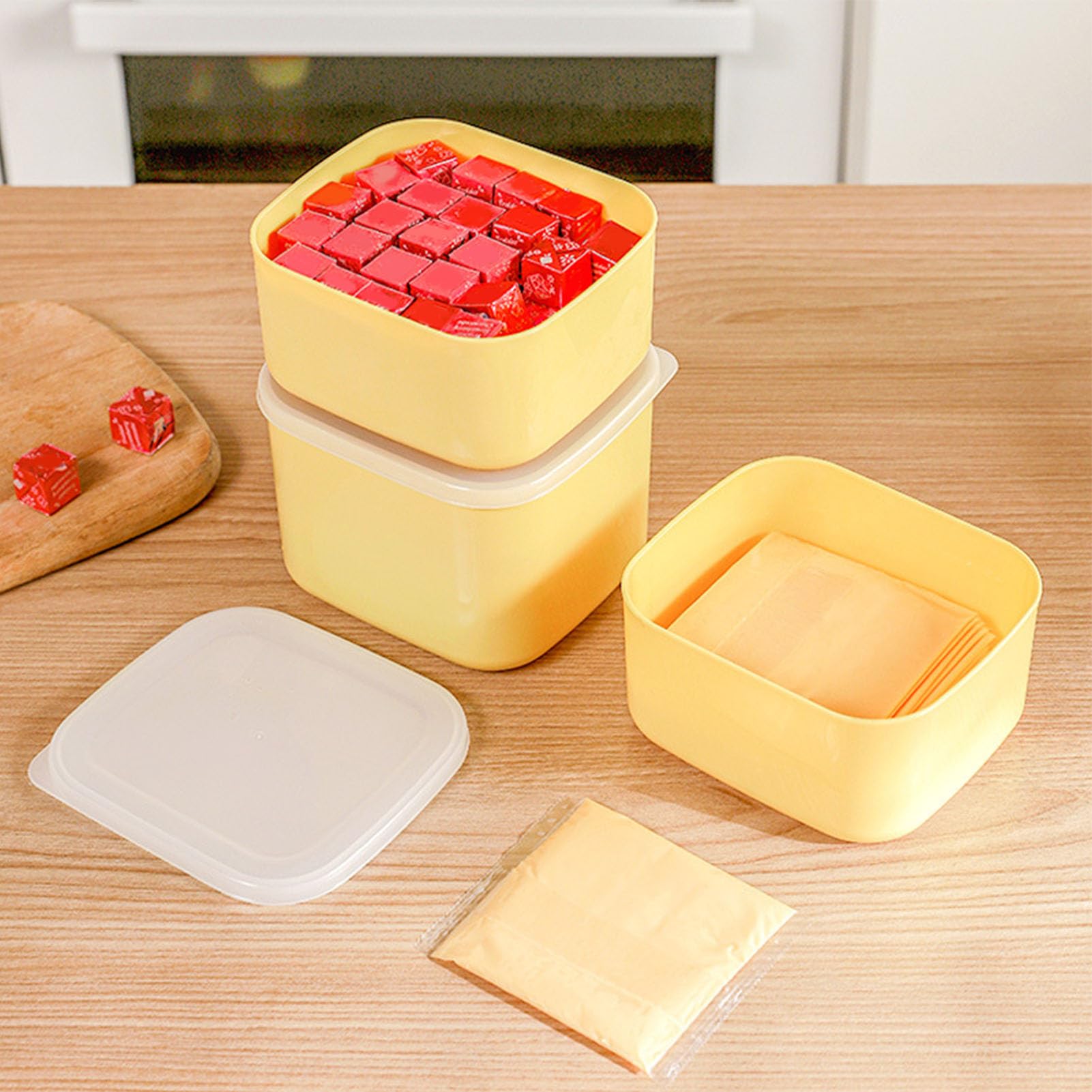 TOPINCN Cheese Holder, Airtight Sliced Cheese Container with Lid, Plastic Refrigerator Storage Box for Cheese Vegetables Fruits, Cheese Storage Box for Fridge (L)