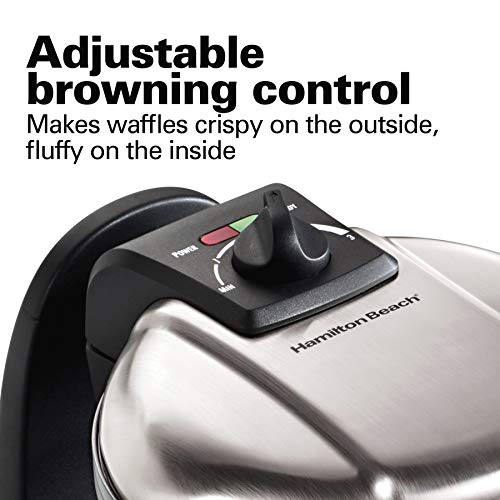 Hamilton Beach Flip Belgian Waffle Maker with Non-Stick Removable Plates, Browning Control, Drip Tray, Stainless Steel (26030)