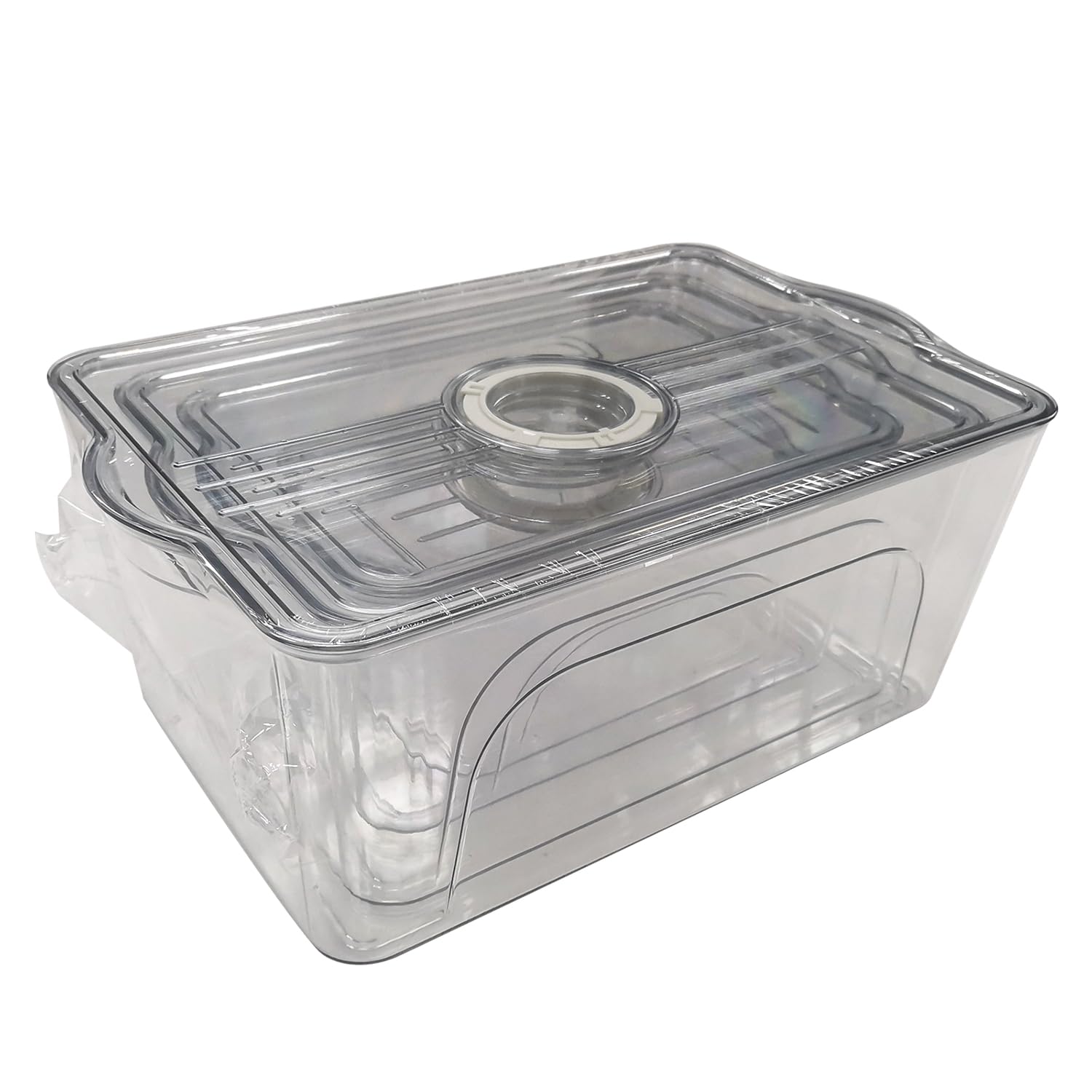 FRASTORDER Food Storage Containers with Lids - Clear Plastic Stackable Storage Bins with Date Recorder for Fridge, Freezer, Kitchen Cabinet, Pantry Organization (Set of 3)