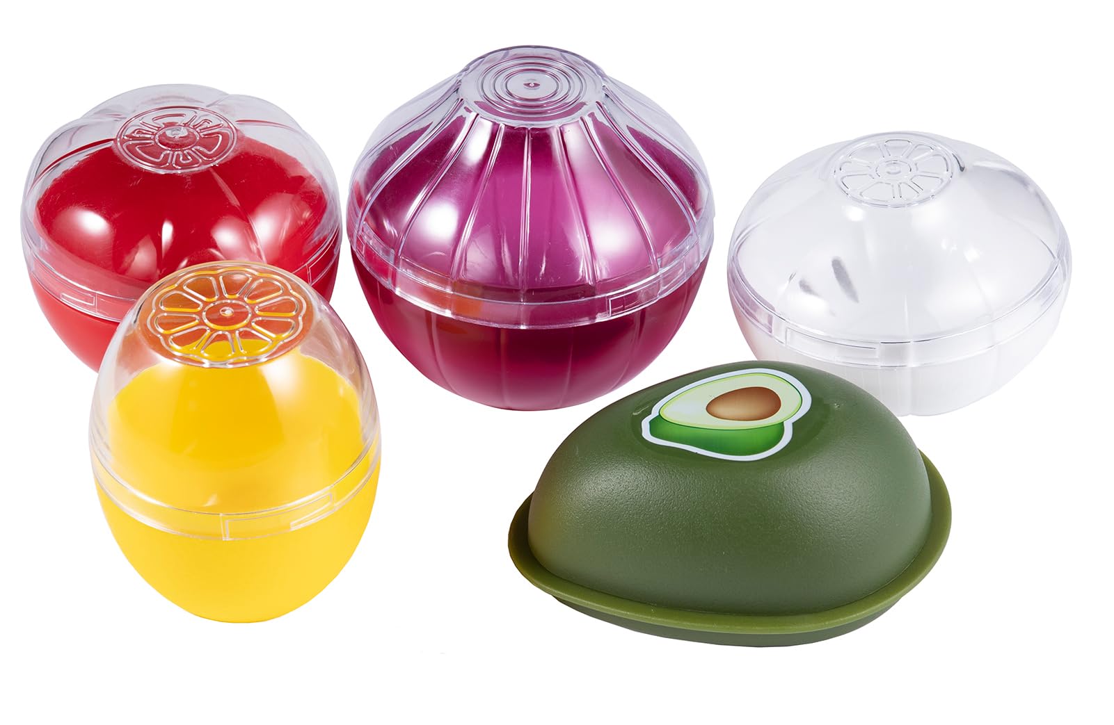 Ortarco 5Pcs Onion Avocado Holder Storage, Lemon Tomato Garlic Keeper Saver for Fridge BPA free Vegetable and Fruit Storage Containers