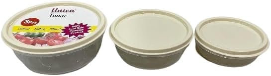 Unica Round Food Container, BPA-free Microwave Bowls with Lids, Airtight Container, Stackable Bowl Set, Freezer-safe, Dishwasher Safe, Set of 3, 7, 15, 18 oz, 6.12x6.12x2.54 in
