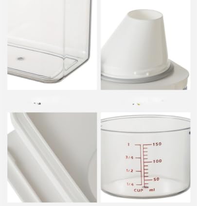 Frianchlly 2PCS Airtight Food Storage Containers measuring Cup,Plastic Dry Food Canisters for Kitchen Pantry Organization and Storage, One handed Leak Proof Lids White.