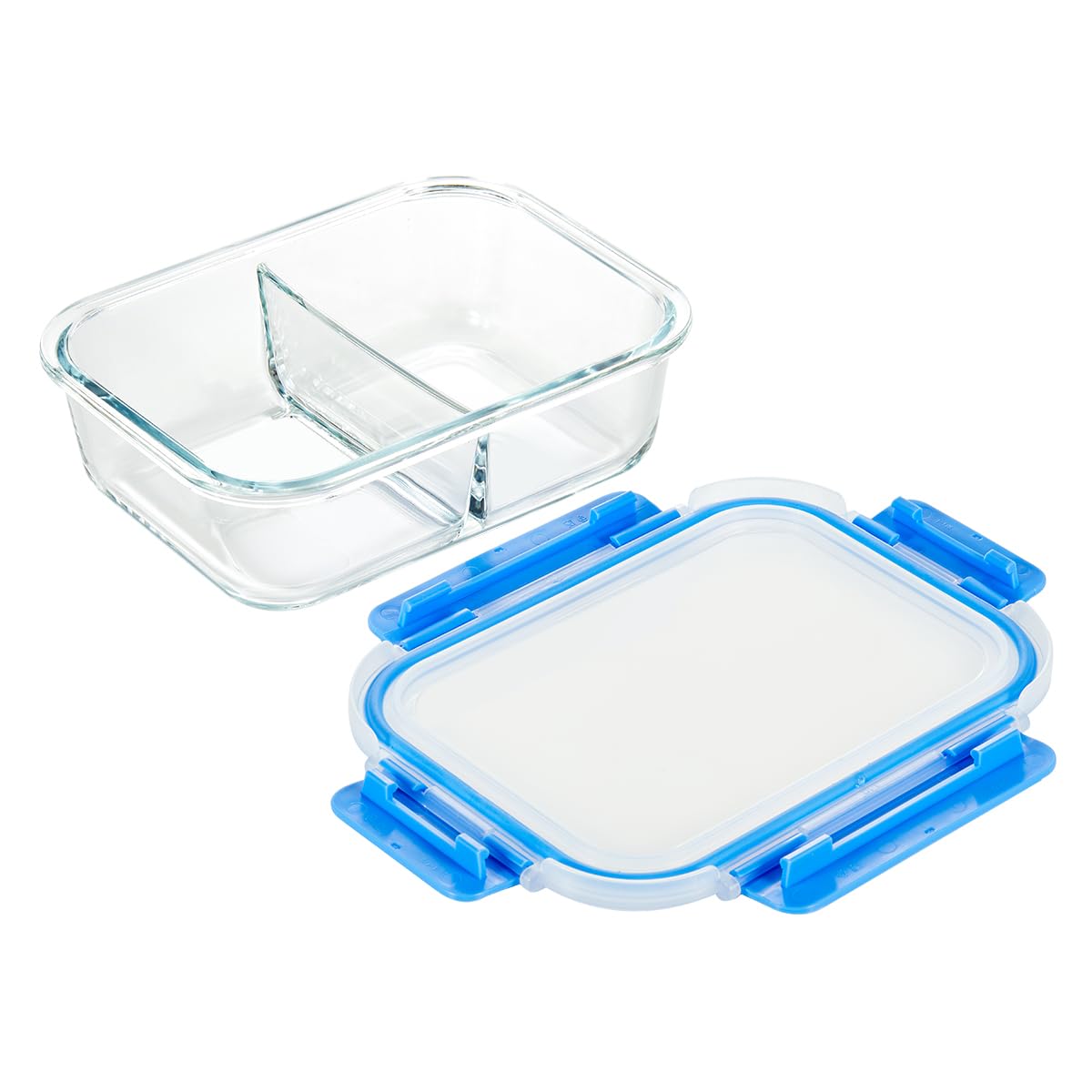 DASAAN 10 Piece Glass Food Storage Containers with 2 compartment and Airtight Lid, Glass Meal Prep Containers, Easy Stack Containers, Freezer to Oven, Microwave and Dishwasher safe
