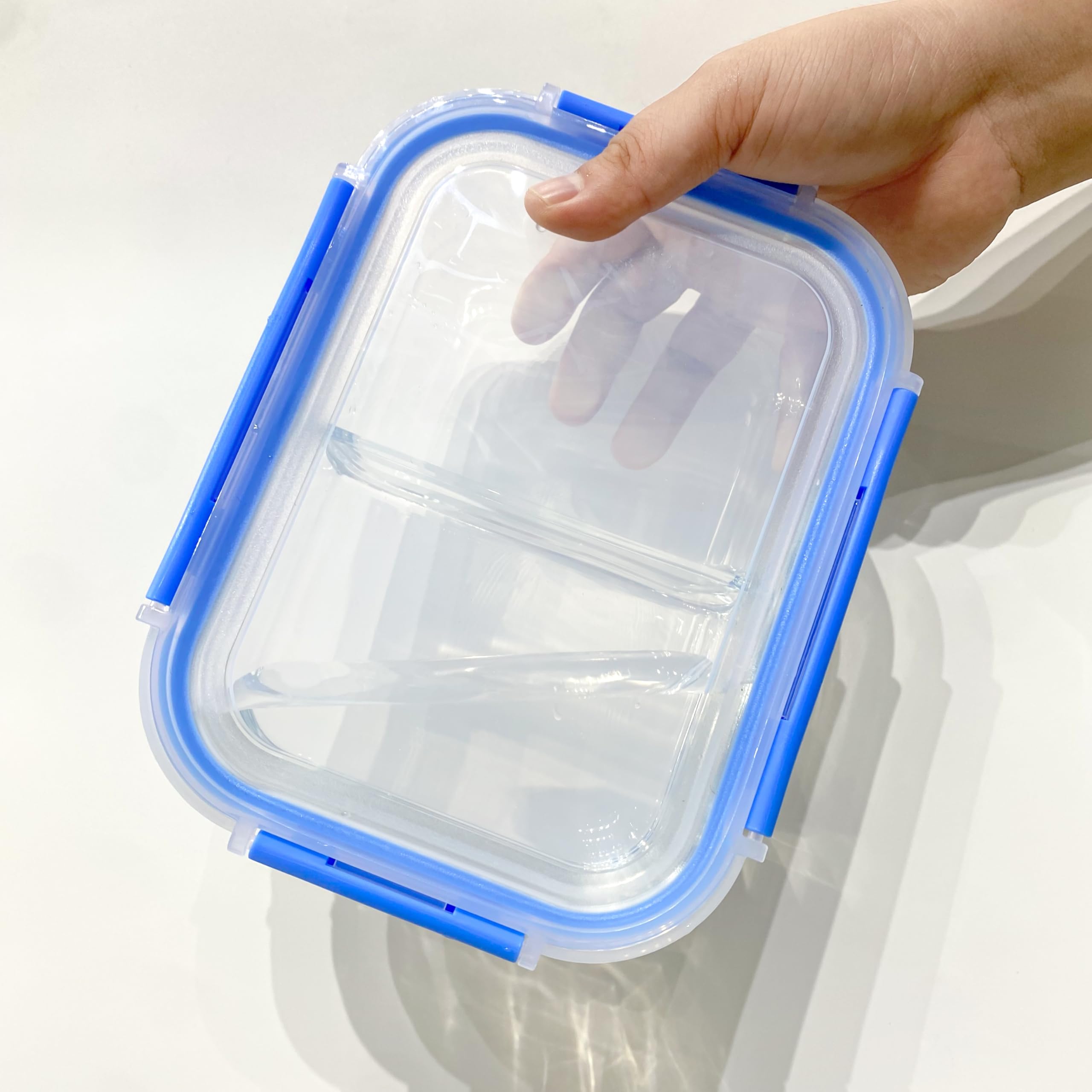 DASAAN 10 Piece Glass Food Storage Containers with 2 compartment and Airtight Lid, Glass Meal Prep Containers, Easy Stack Containers, Freezer to Oven, Microwave and Dishwasher safe