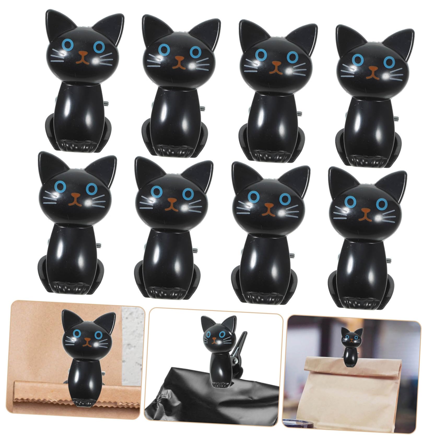 NAMOARLY 8Pcs Cute Cat Chip Clips Cat Design Clips for Airtight Seal Multipurpose Kitchen Food Clips Ideal for Snacks and Chips Storage